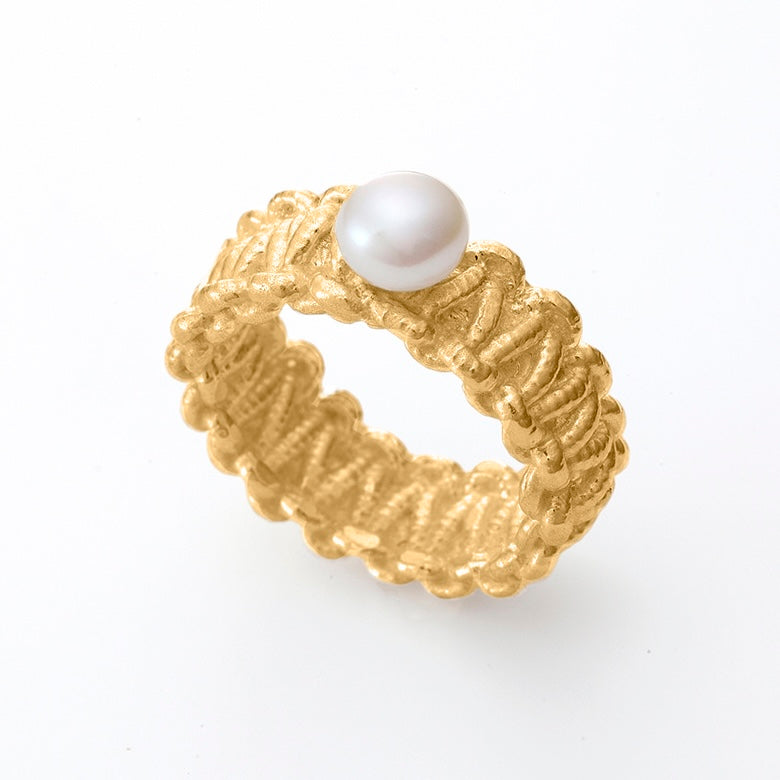 Mirit Weinstock - NEW - Style 650 - Mizuhiki and Pearl Pinky Ring - Go ...